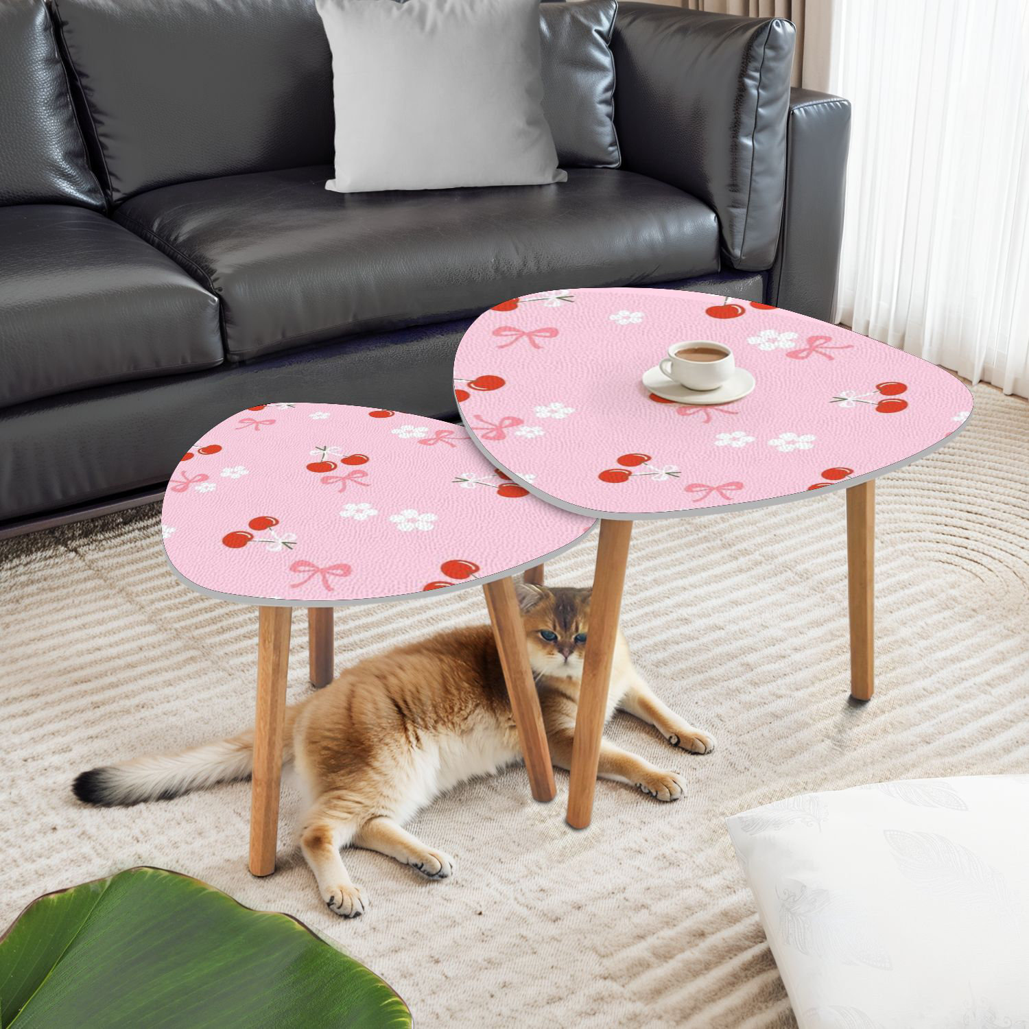 George Oliver Triangle Nesting Coffee Table Set of 2 Seamless cherry ...