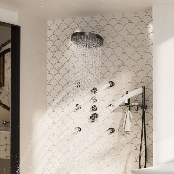 CASAINC Rainfall Thermostatic Shower System with Body Jets, 2-Sprays ...