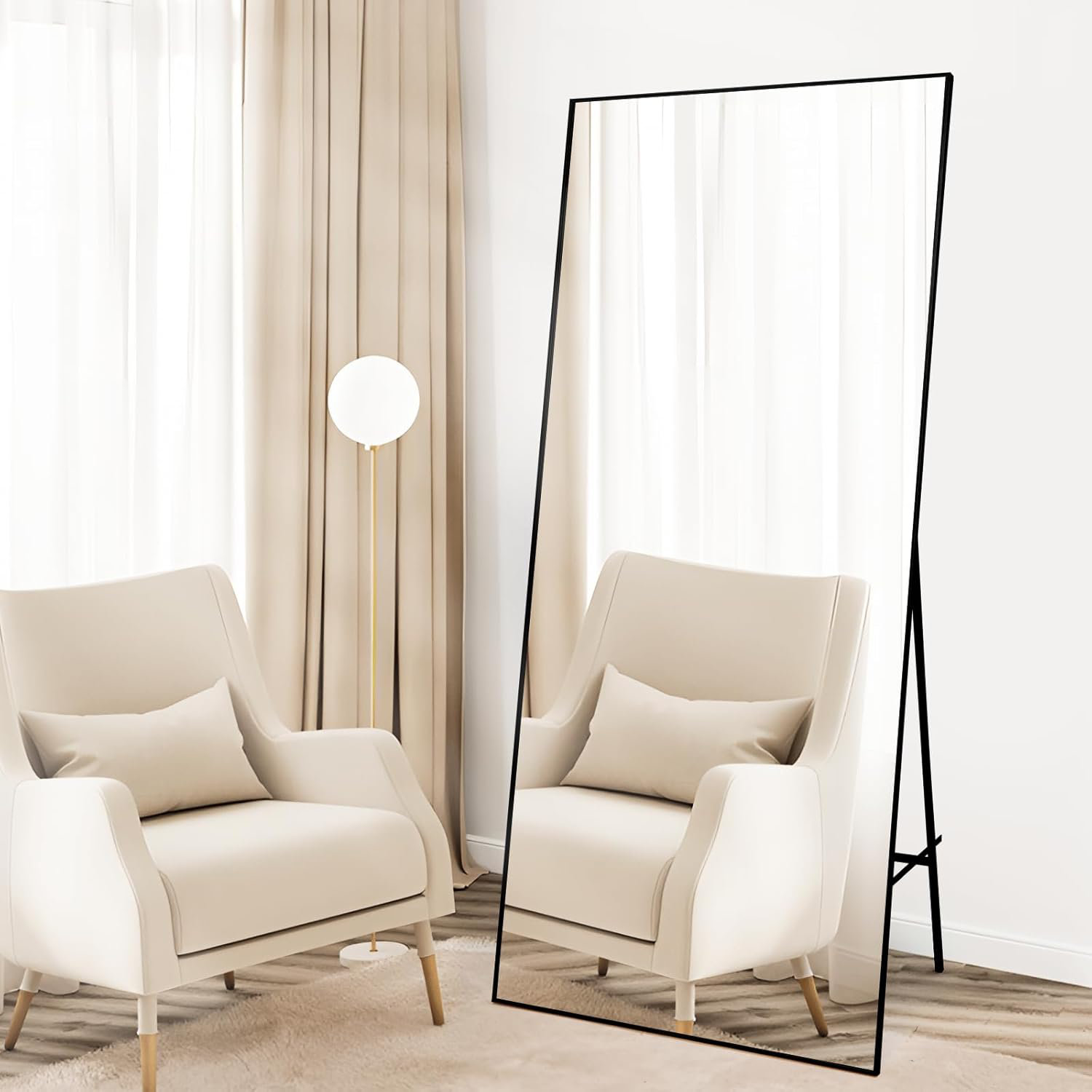 Ebern Designs Oversized Full-Body Hanging or Leaning Rectangle Mirror ...