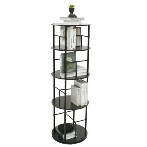 Ebern Designs Rotating Bookshelf 4 Tier 360° Revolving Floor Standing ...