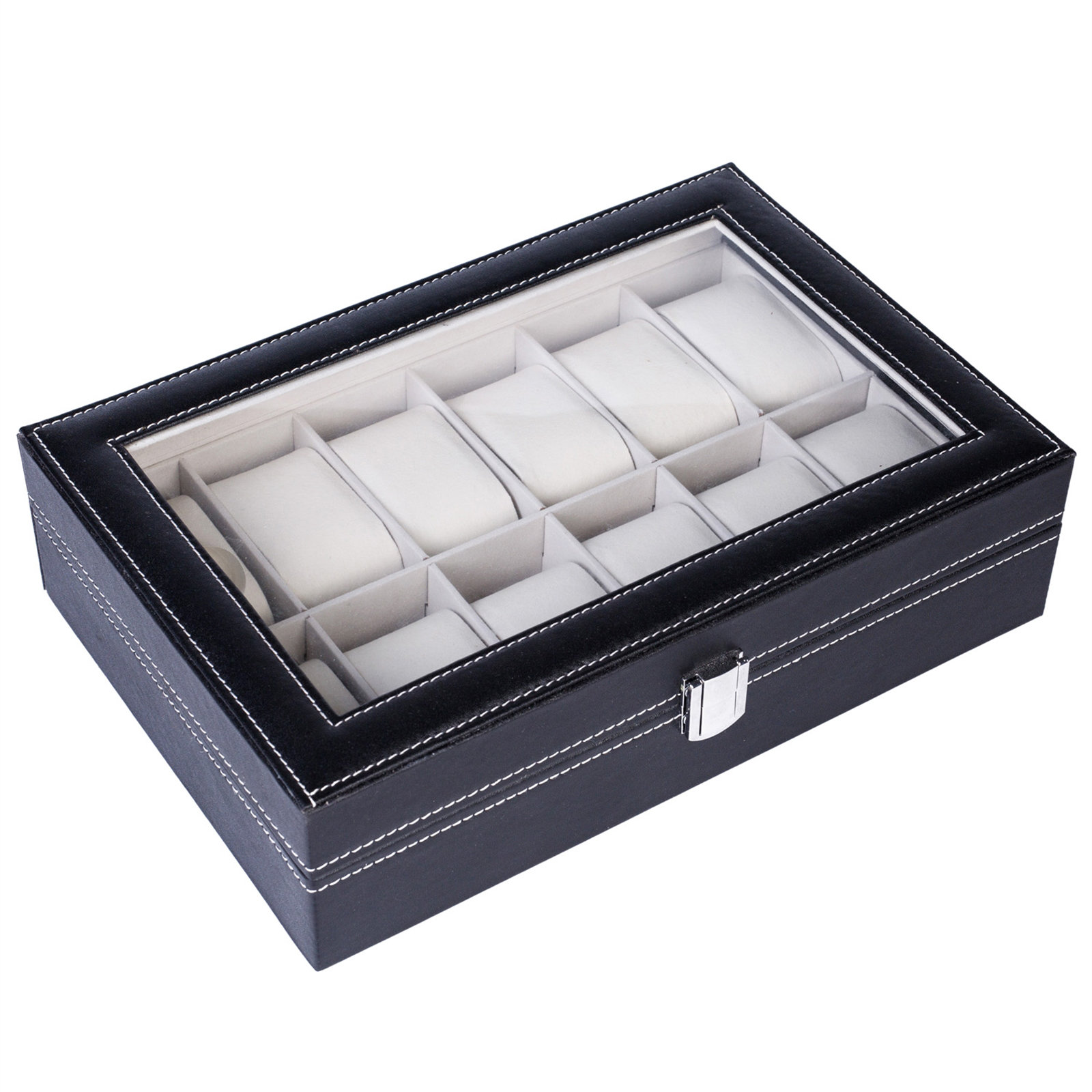 Ebern Designs 24 Compartments Top-level Opening Style Leather Watch ...