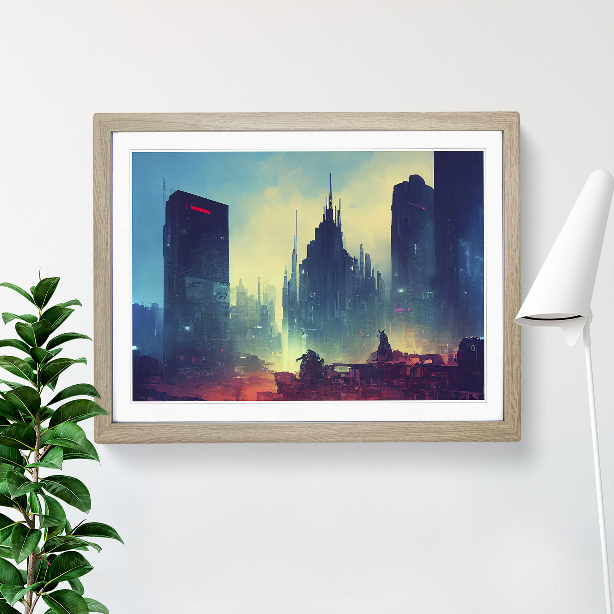Latitude Run Glowing City Skyline Architecture - Picture Frame Graphic ...