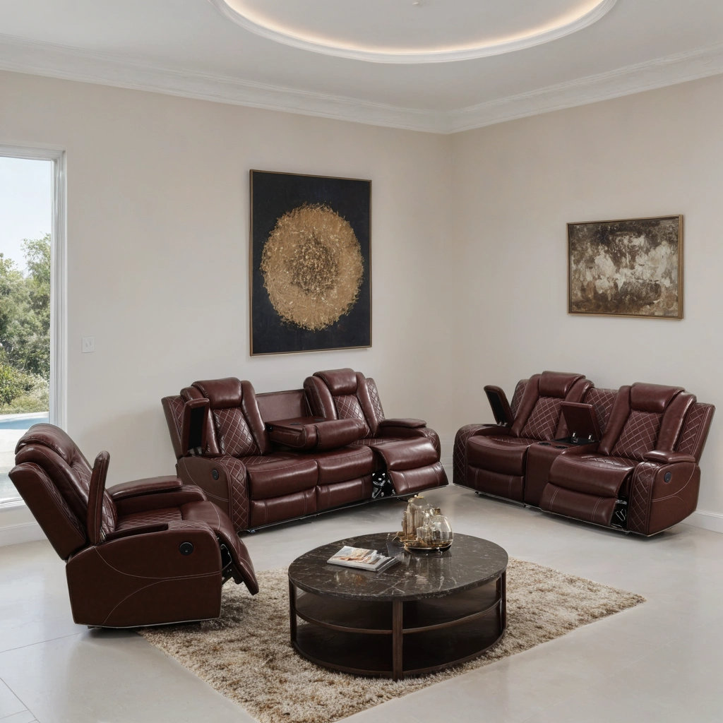 Latitude Run® Xander 3 - Piece Vegan Leather Electric Power Reclining ...