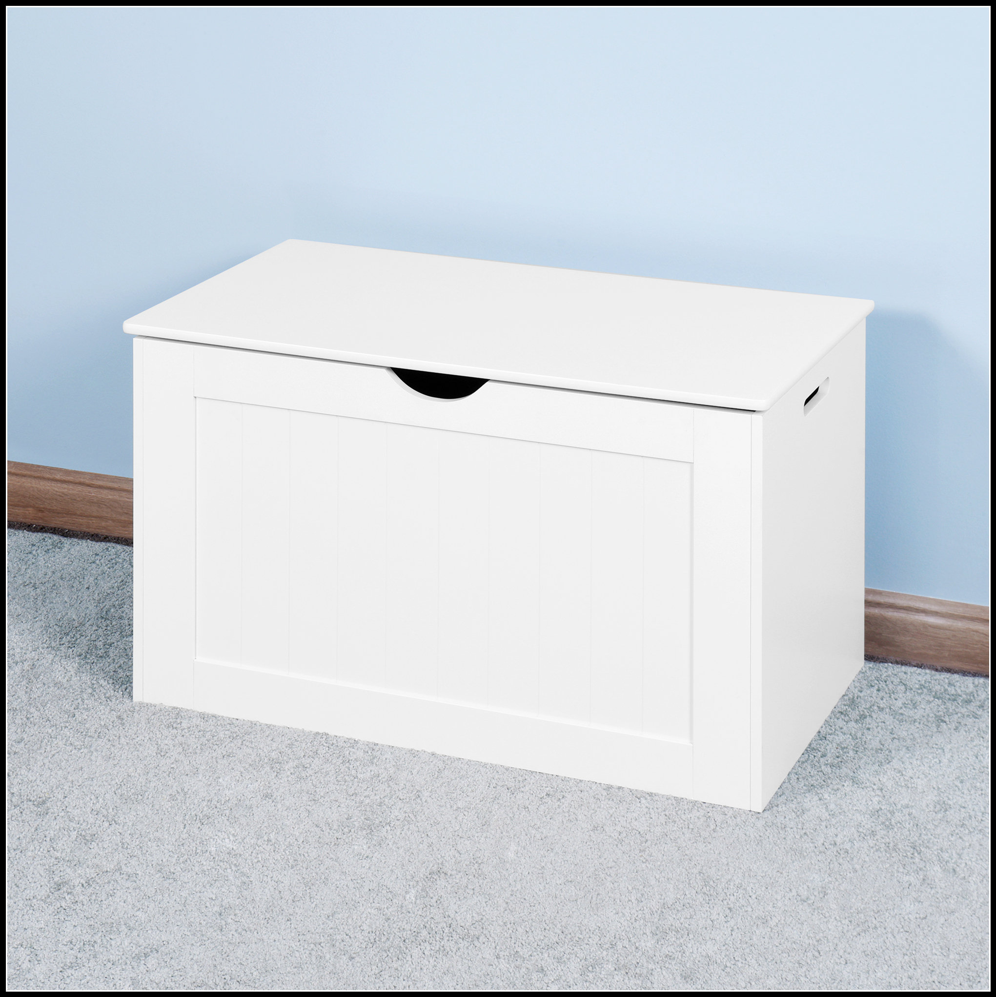 Ebern Designs White Lift Top Entryway Storage Cabinet with 2 Safety ...