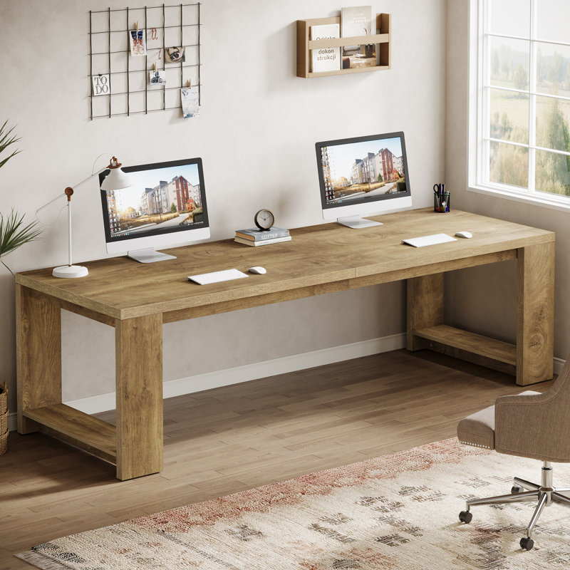 Millwood Pines 2 Person Desk, 86.6'' Extra Long Computer Desk | Wayfair