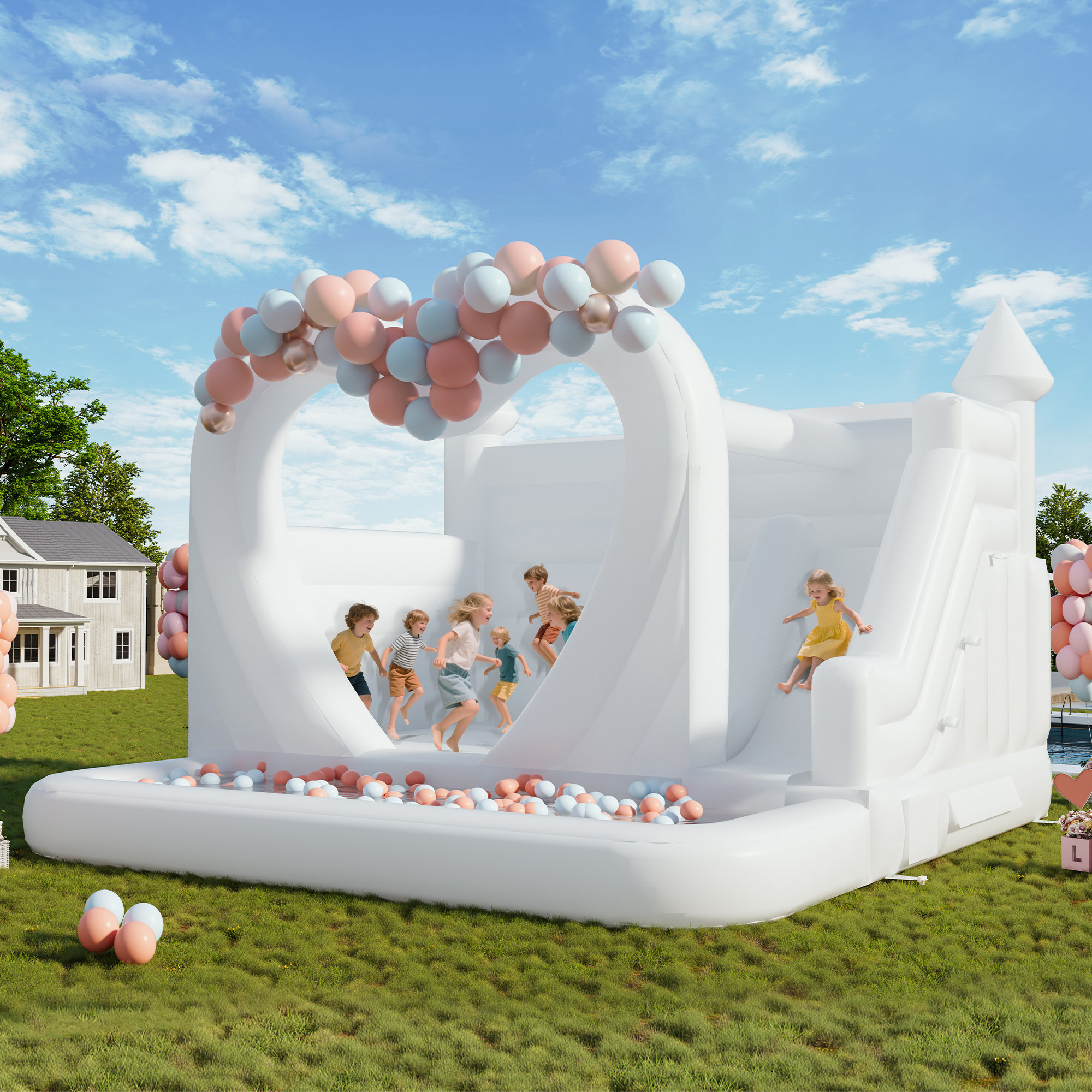 AMERLIFE Wbh001- Inflatable Wedding Castle - Bounce Model -15x15x11ft ...