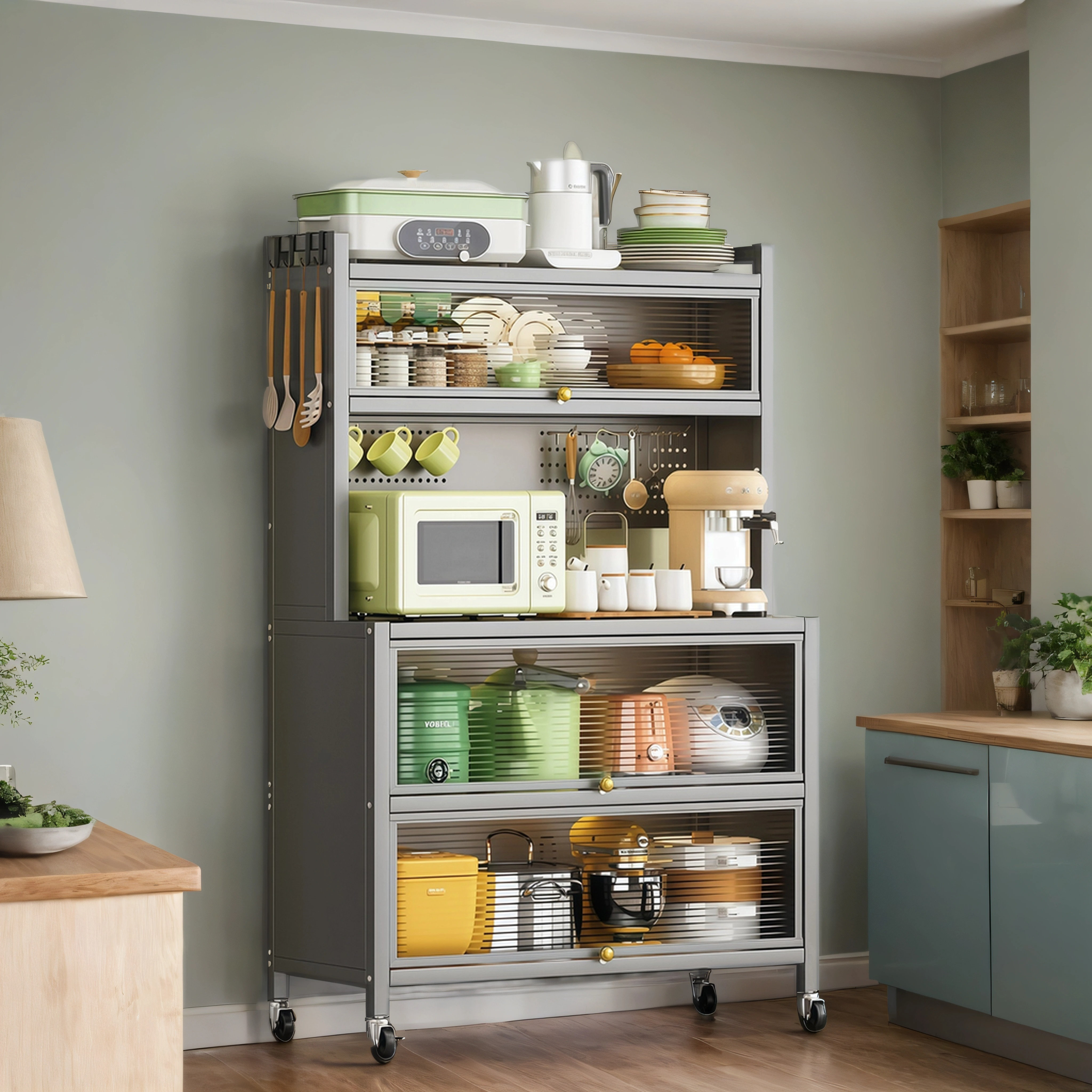 Latitude Run® 6-Tier Adjustable Storage Metal Kitchen Pantry Cabinet ...
