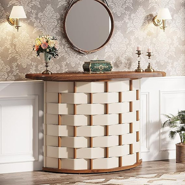 Latitude Run® Half Moon Entry Table For Entryway, 47-Inch Vintage Semi ...