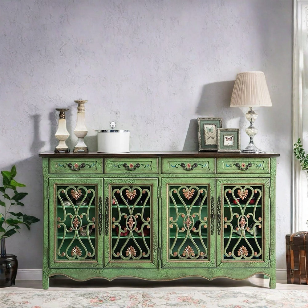 Wu's StylishVault Solid Rubber Wood Console Cabinet | Wayfair