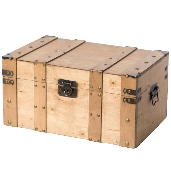 Millwood Pines Petit coffre en bois naturel avec poignées, petit ...