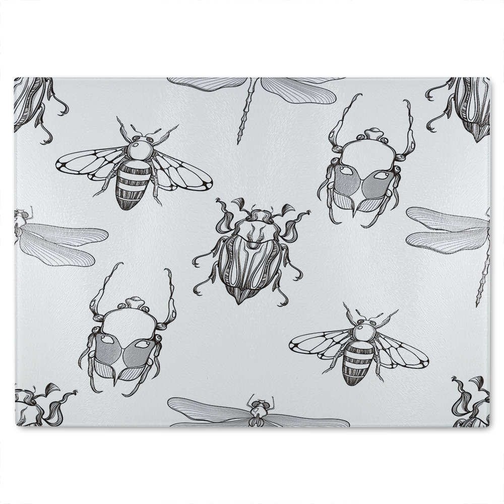 Andrew Lee Sketch Of Scarab Beetle May Bug Bee And Dragonfly Glass ...