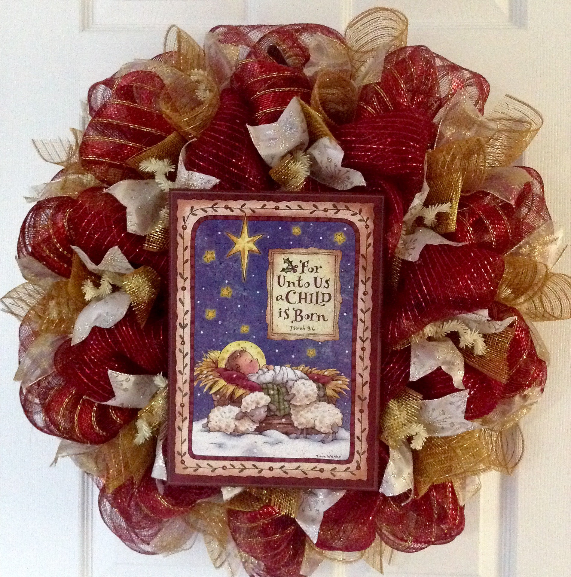 The Holiday Aisle® Christmas Religious Wreath For Unto Us A Child is ...