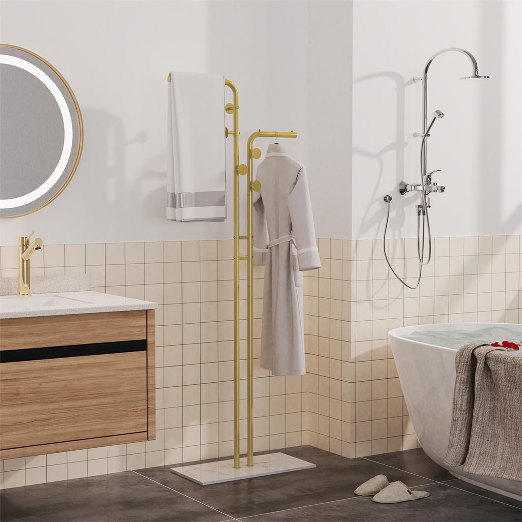 Fleur De Lis Living Double Pole Clothing Rack With Marble Base Free ...