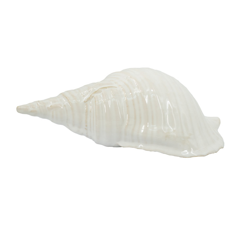 Mercer41 12X6x4.5" Lifelike Ceramic Seashell Sculpture With Glossy ...
