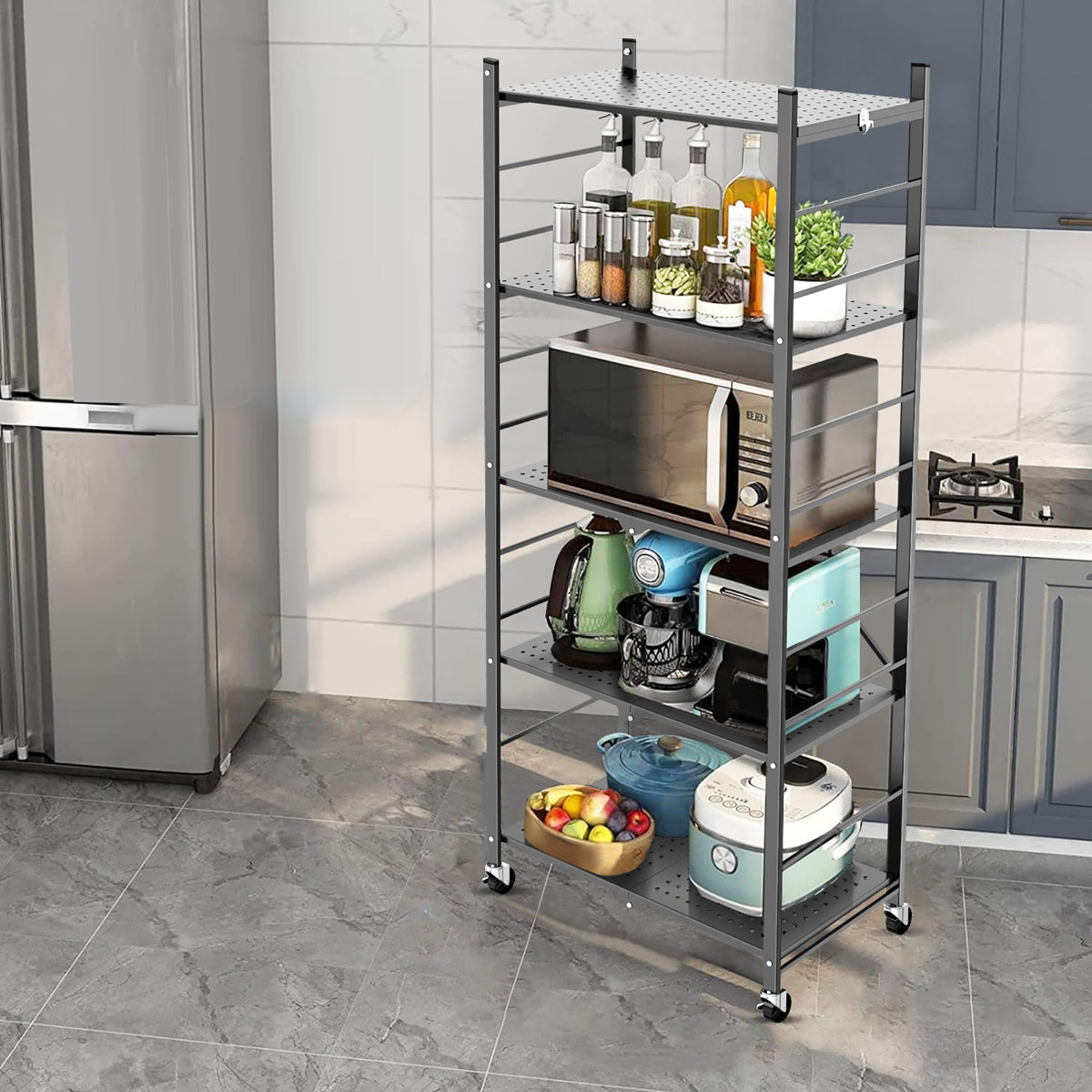 Rebrilliant Storage Shelves With 20 Hooks, 5-tier Collapsible ...