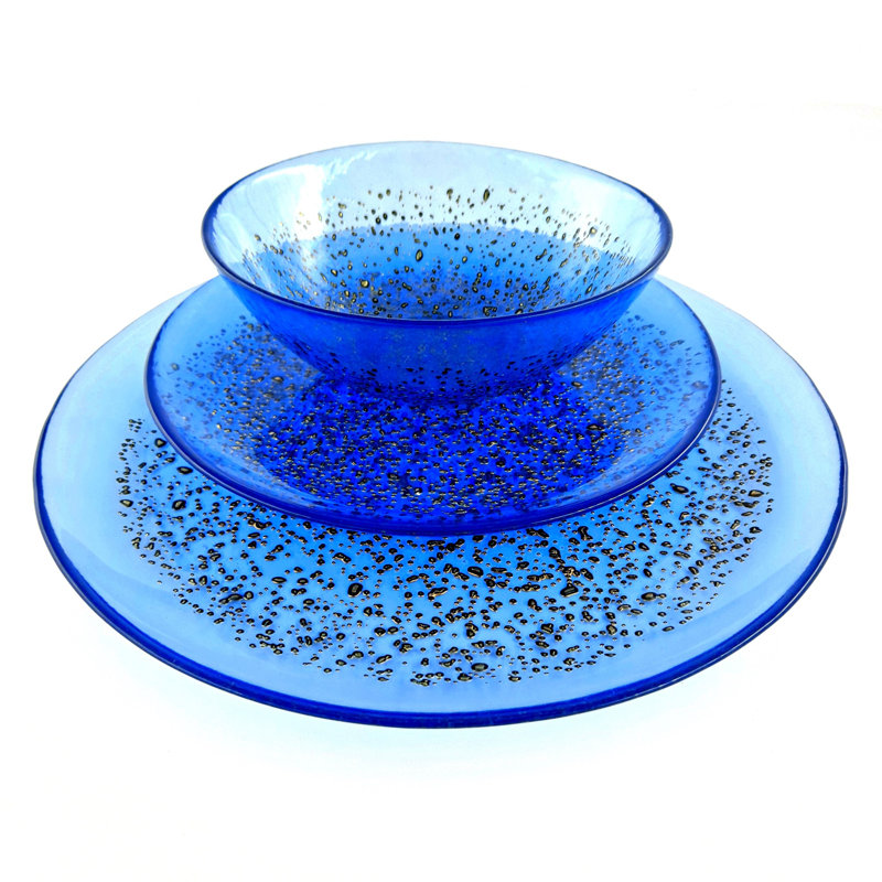 Red Pomegranate Glass Dinnerware Set - Service for 4 | Wayfair