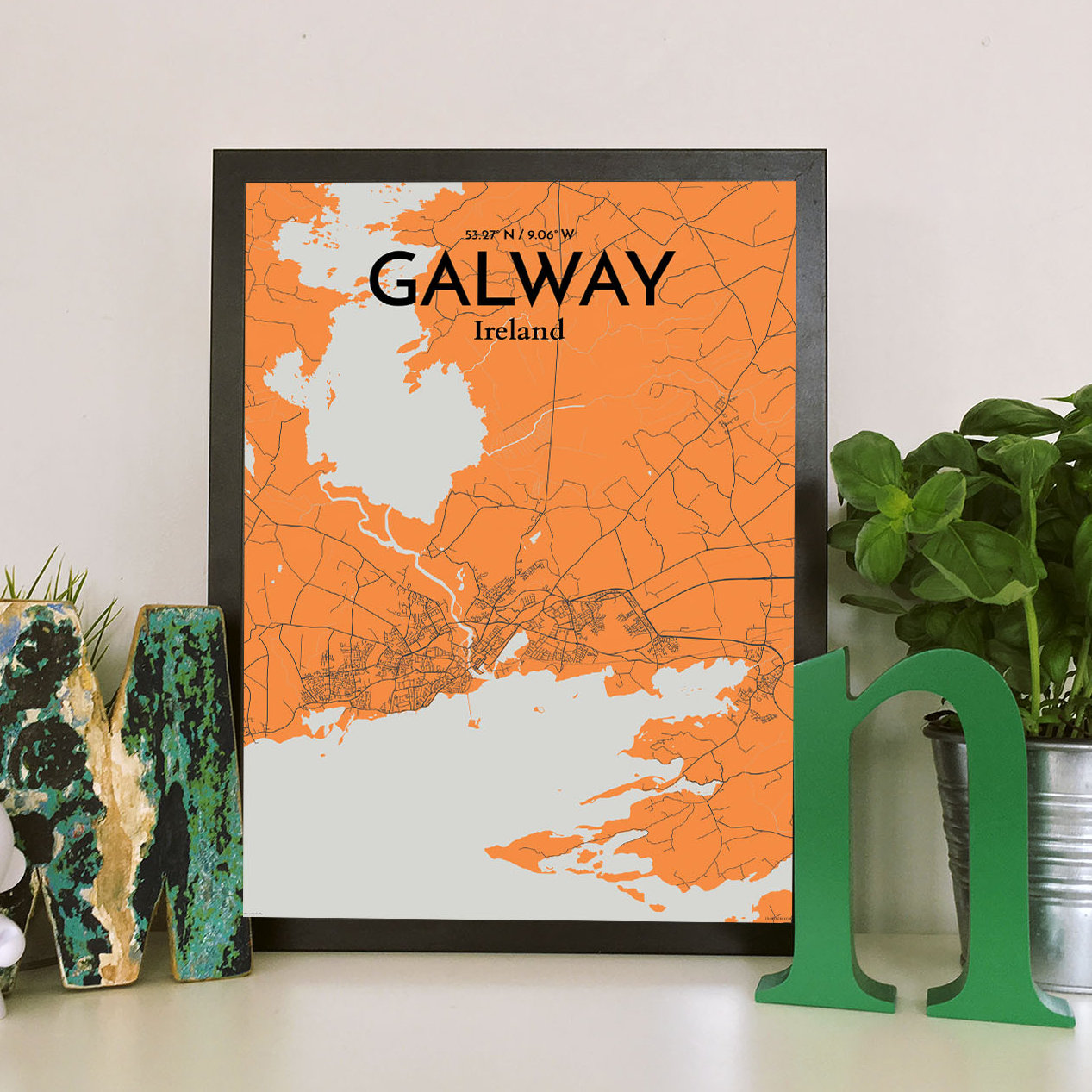 Wrought Studio™ 'Galway City Map' Graphic Art Print Poster in Orange ...