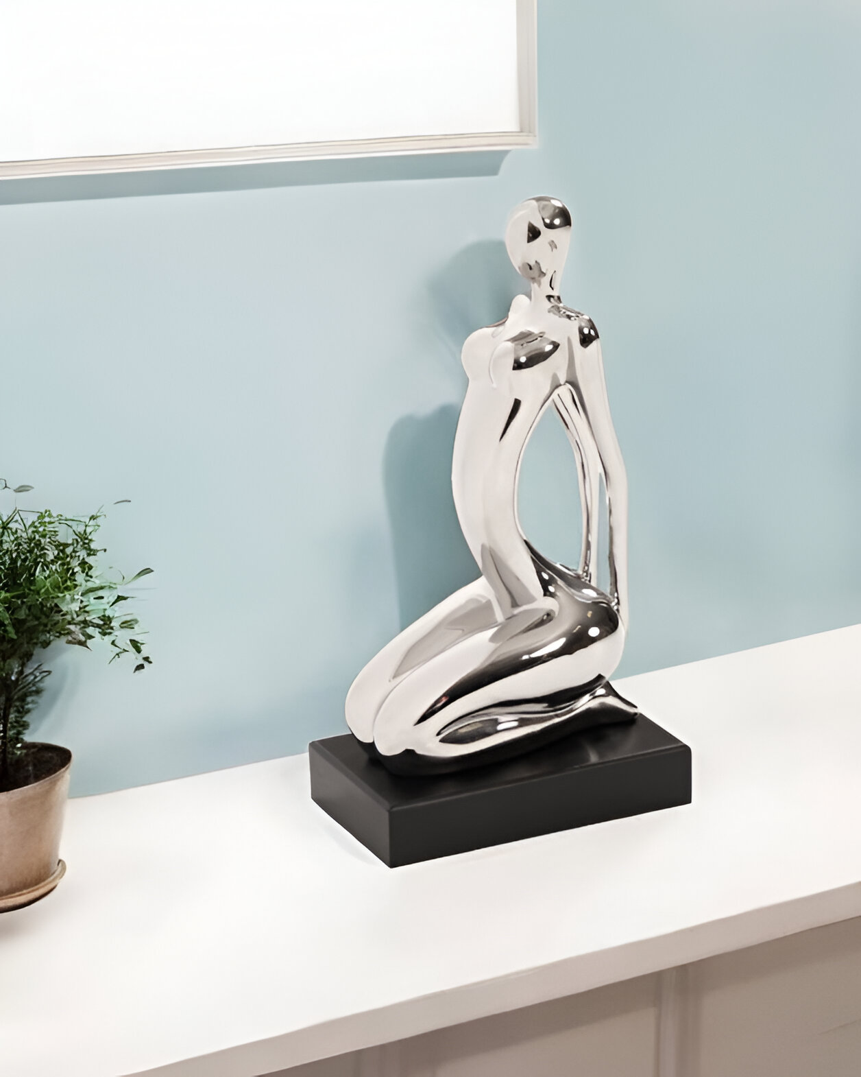 Wade Logan Vandervort Modern Silver and Black Ustrasana Yoga Sculpture ...