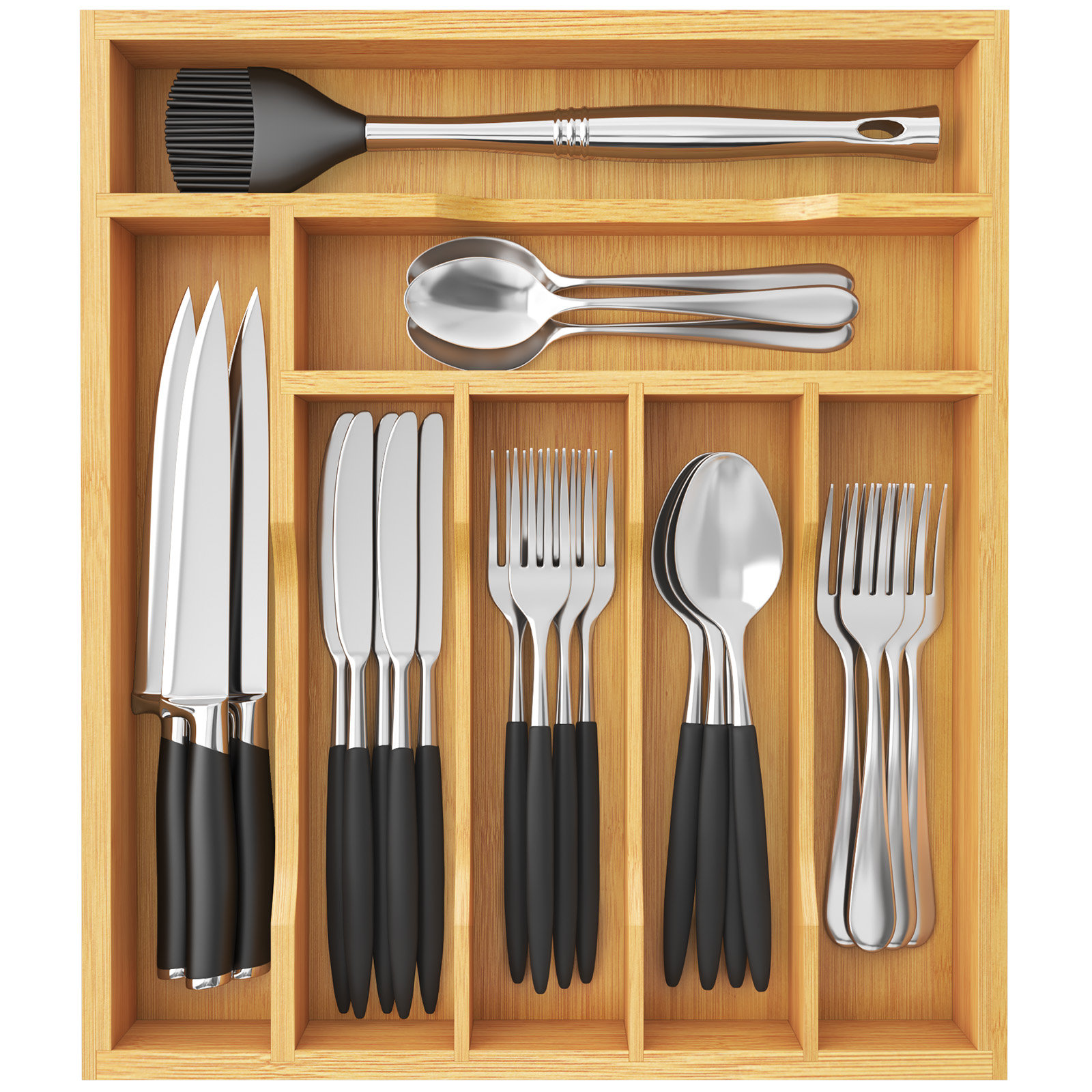 Ebern Designs Utensil Drawer Organizer, Expendable Cooking Silverware ...