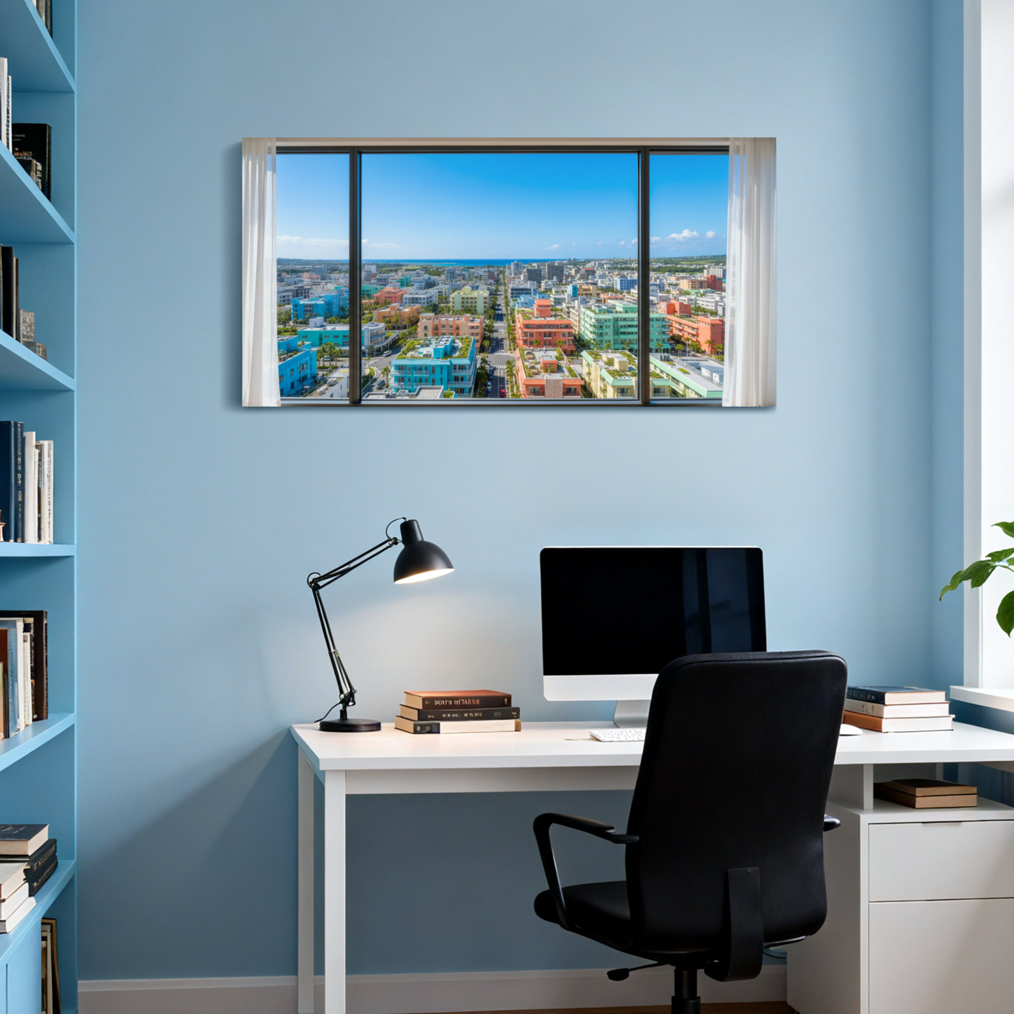 Latitude Run® Scenic & Cityscapes Cityscape View Through Window Frame ...