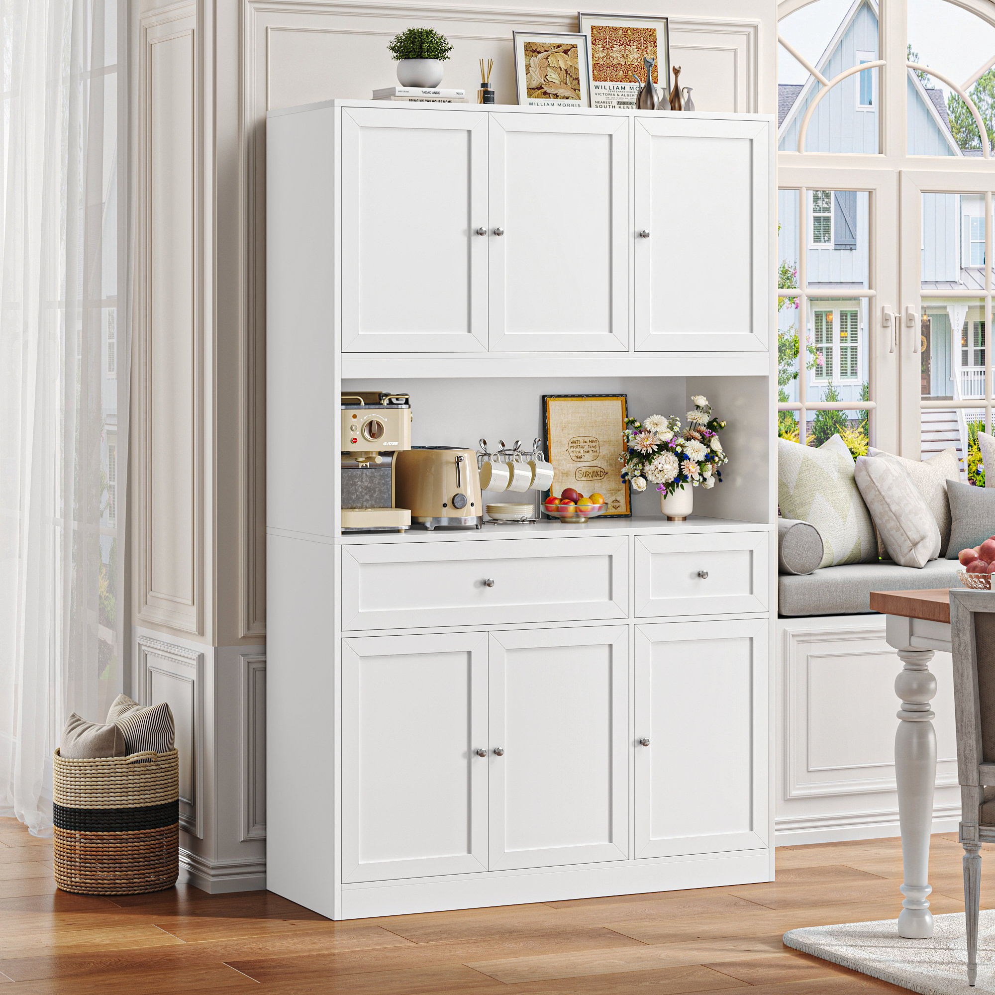 Winston Porter 72.2'' Kitchen Pantry, Microwave Stand with Storage ...