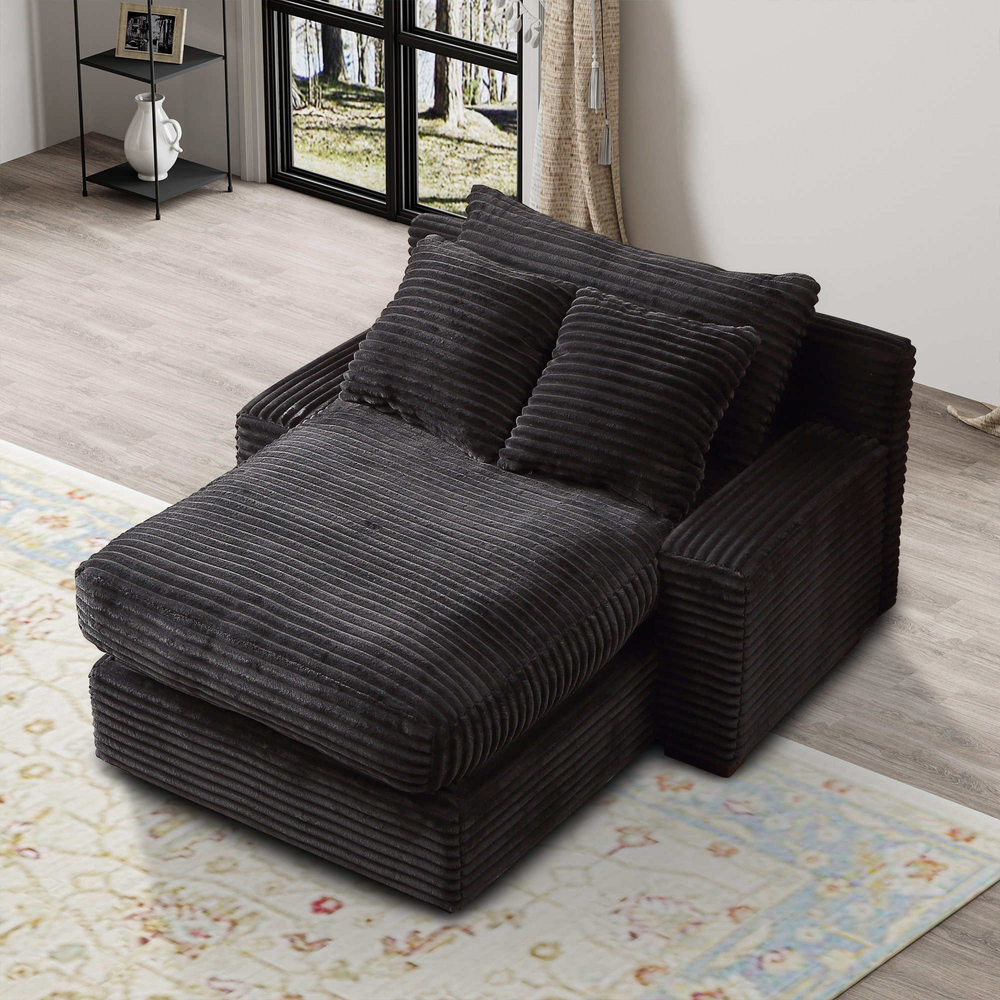 Mercer41 Anelly 48.8" Wide Upholstered Chaise Lounge Deep Seat Two Arms ...