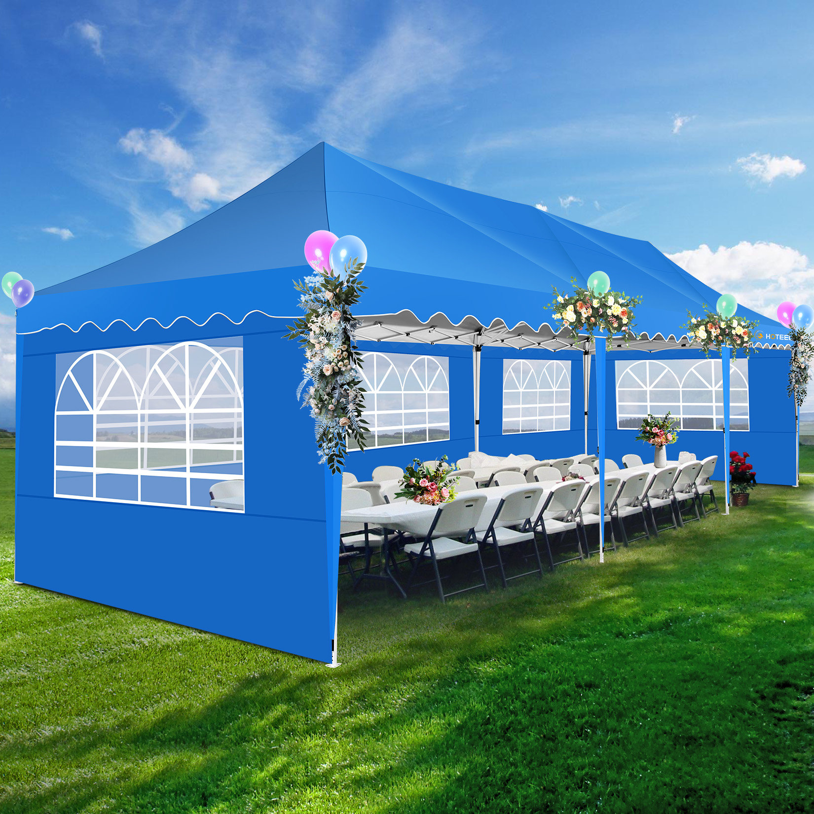 SANOPY 30 Ft. W x 10 Ft. D party tent pop up canopy with 8 Removable ...