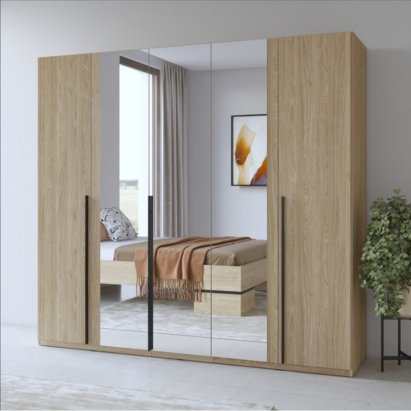 17 Stories Mathyus 5 Door Manufactured Wood Wardrobe Self-Assembly ...