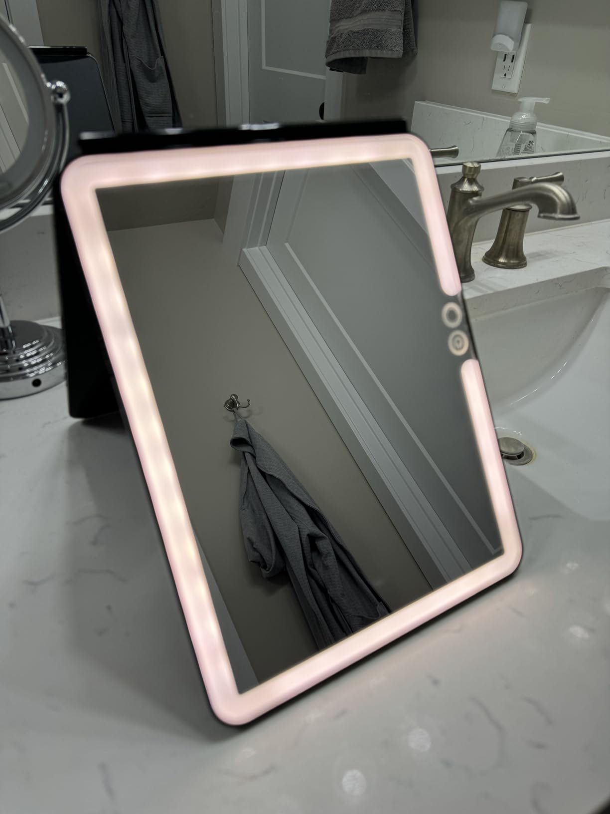 Symple Stuff Folding Lighted Makeup Mirror 3 Colors Light ModesPortable ...