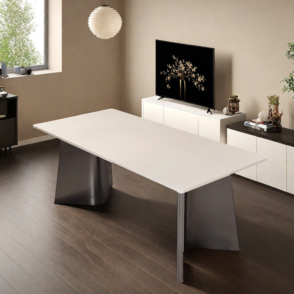 Latitude Run® Pure white Rock Slab Tabletop Rectangular Table | Wayfair