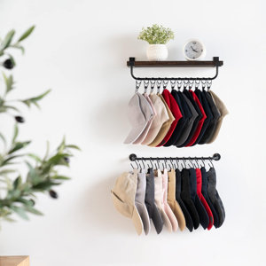 17 Stories Hat Rack For Wall With Shelf 24 Baseball Caps Organizer With ...