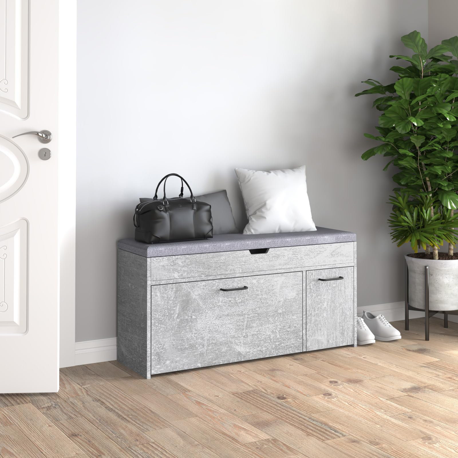 Hokku Designs Shoe Storage Bench With Seat Cushion,Hidden Storage Space ...