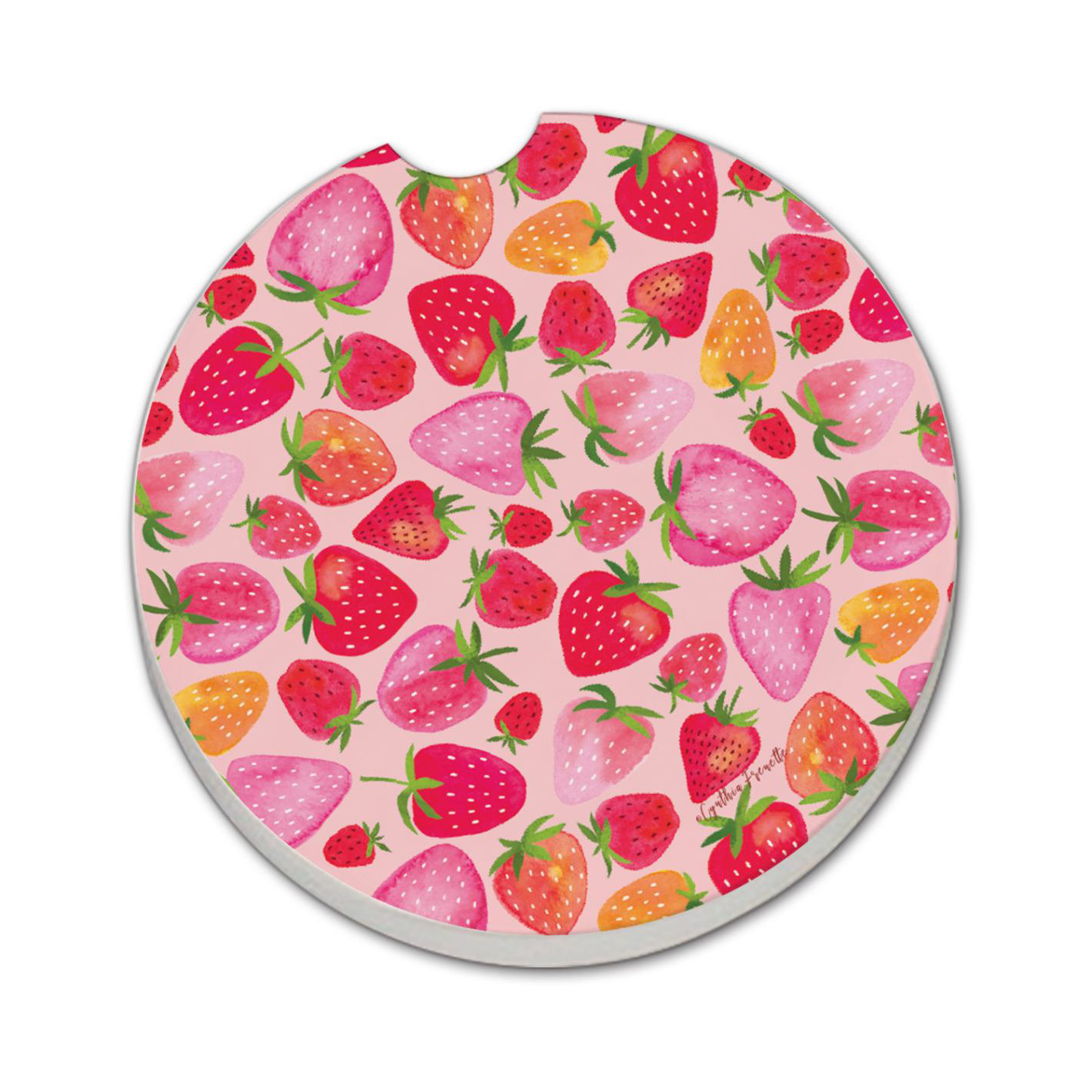 East Urban Home Berry Sweet Single Round Absorbent Stone Car Coaster ...