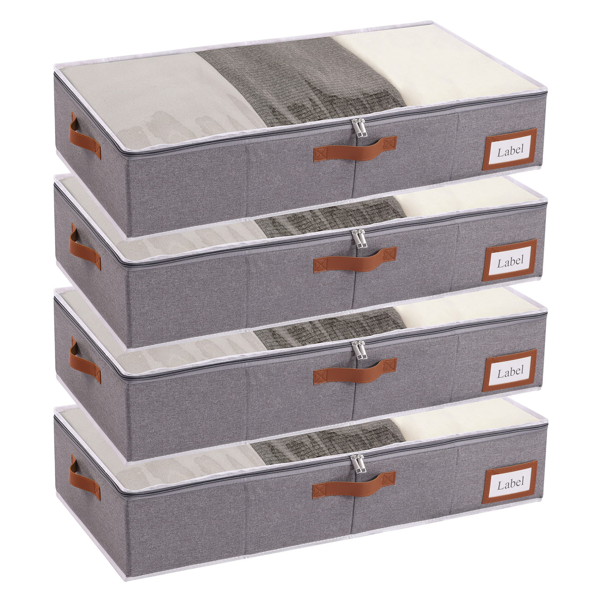 Hokku Designs 4-Pack Foldable Underbed Storage Box With Card Slots And ...