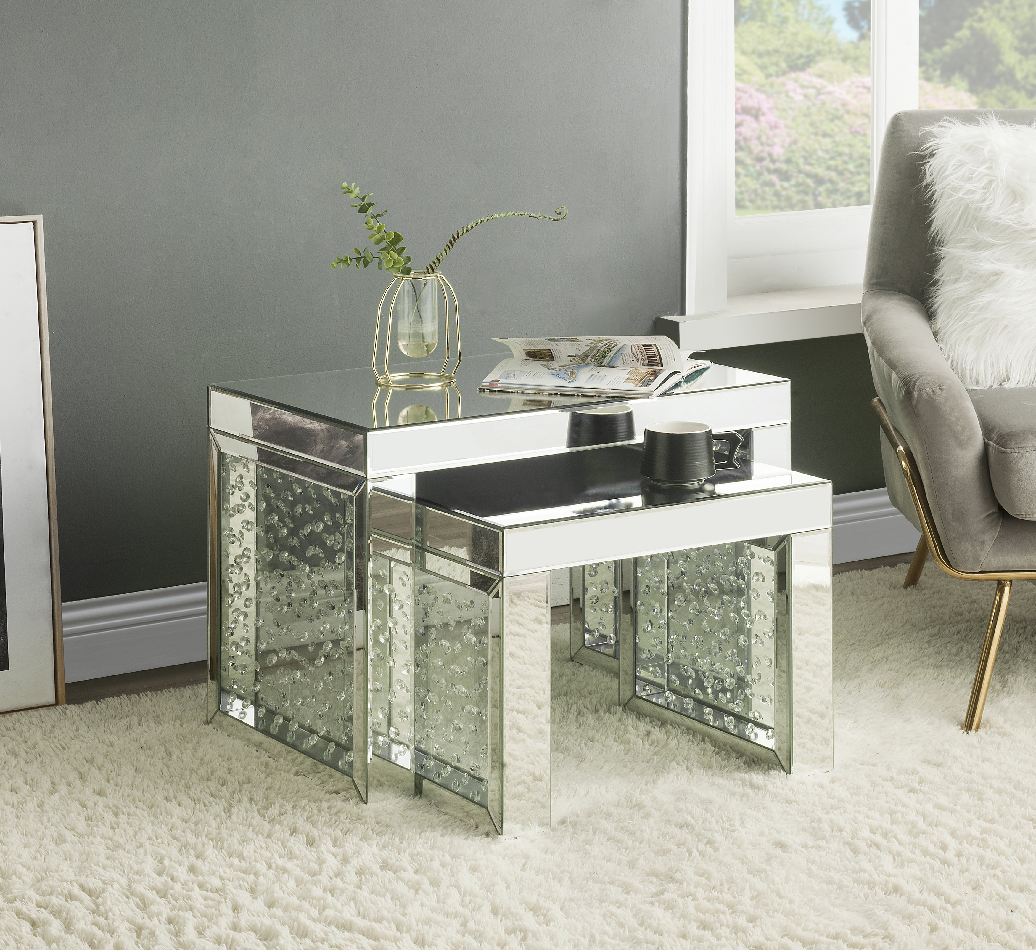 Mercer41 Aneeya Mirrored Glass Top End Table | Wayfair