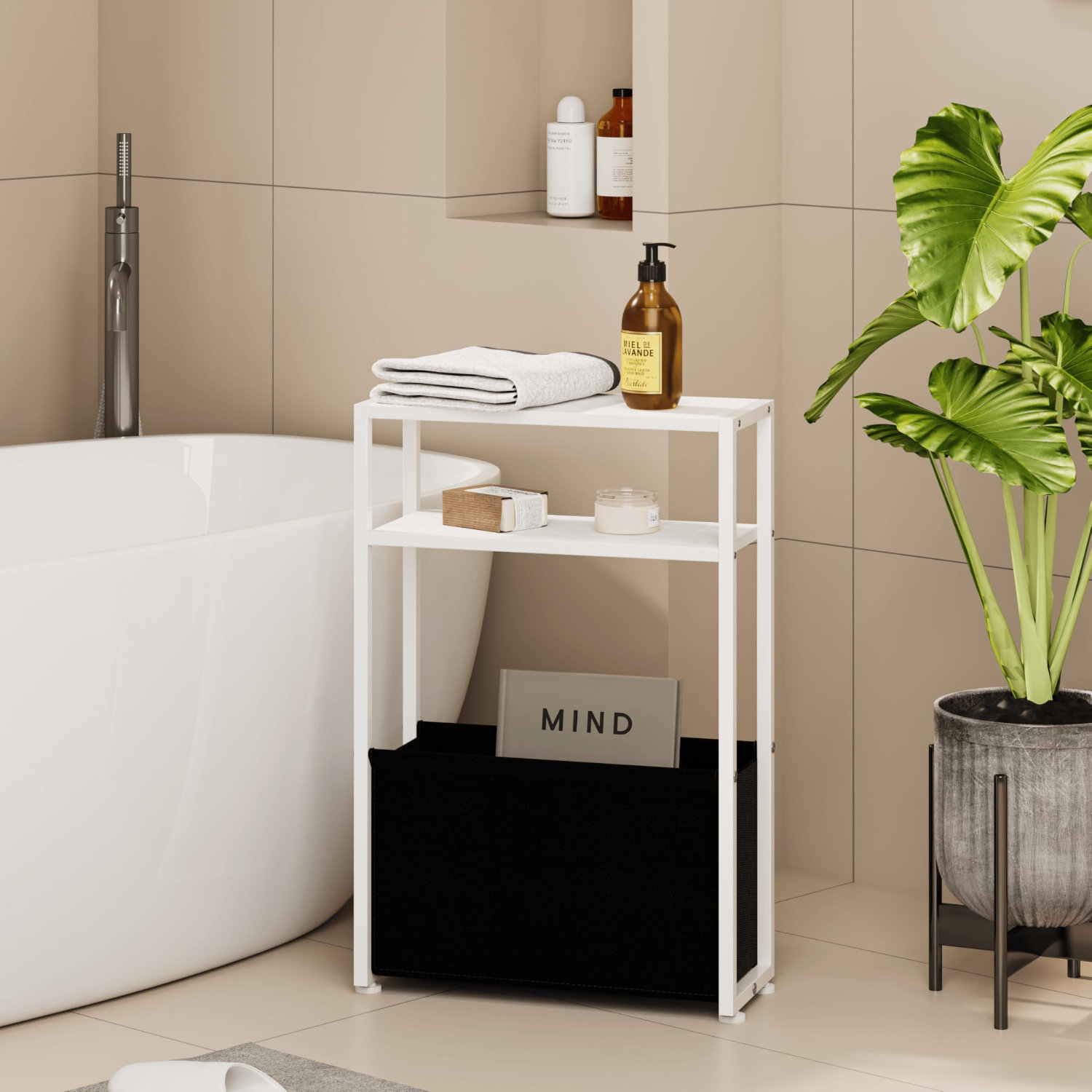 Latitude Run® Side Table, Slim Side Table with Magazine Rack | Wayfair
