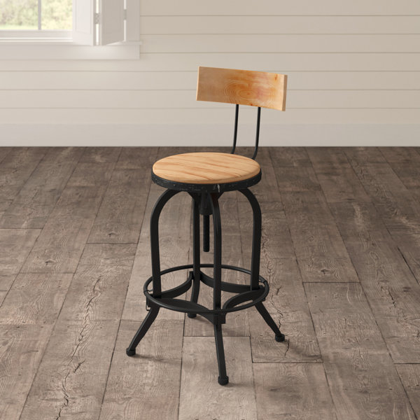 Highland Dunes Oswalt Swivel Solid Wood Adjustable Height Stool ...