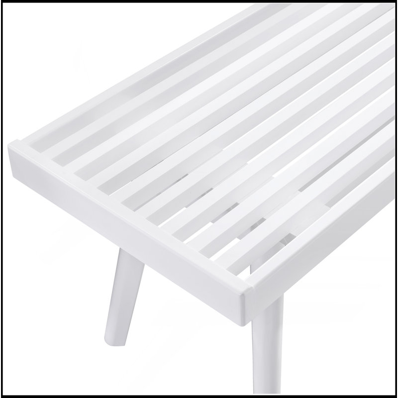 George Oliver White Solid Wood Slatted Bench | Wayfair