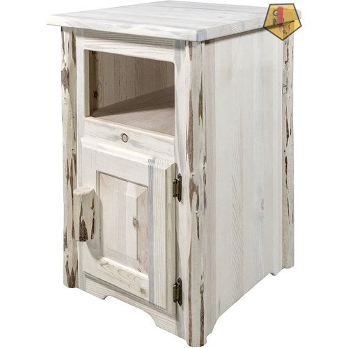 GN109 Table de bout avec tablette et rangement en bois massif - Wayfair ...