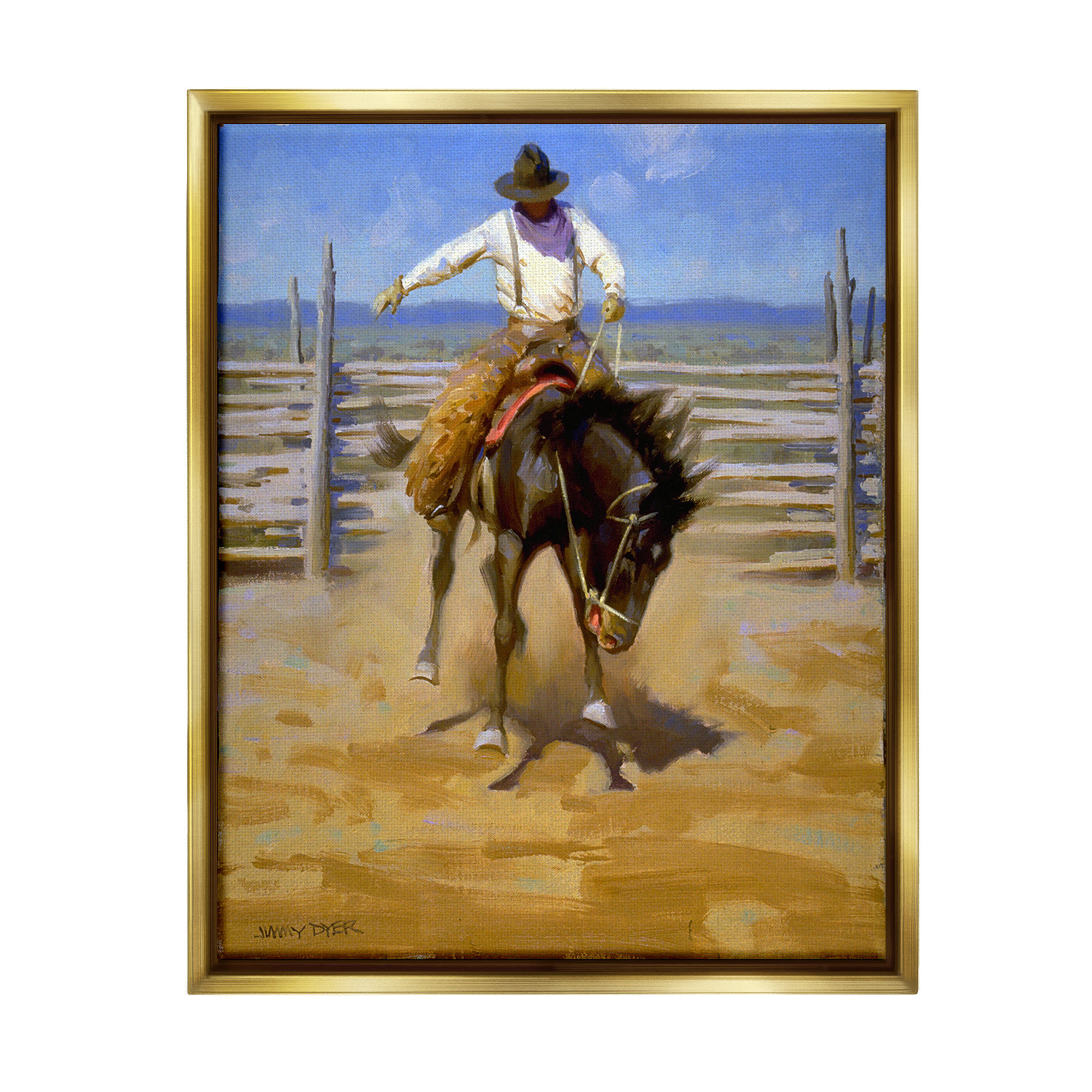 Latitude Run® " Cowboy On Farm Floater Frame " by Jimmy Dyer on | Wayfair