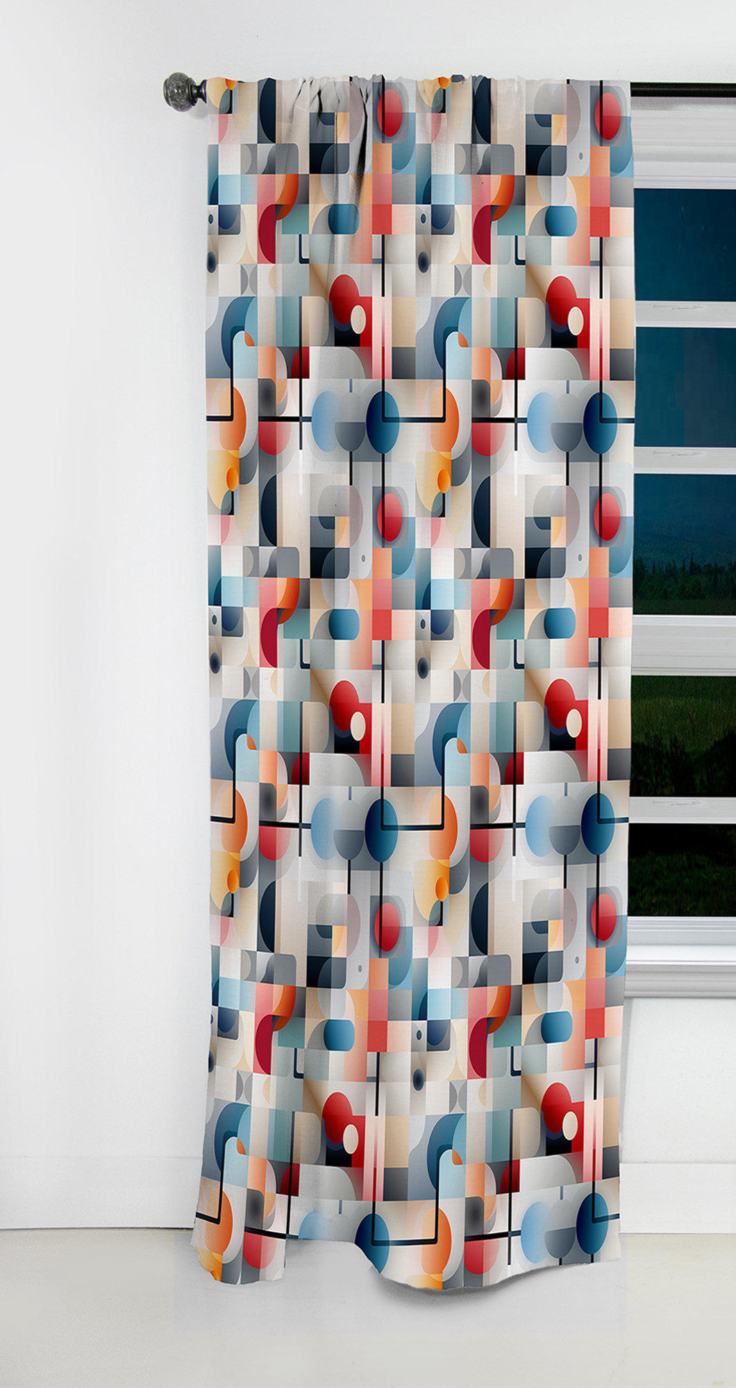 Design Art Multicolor Matrix Grid - Abstract Curtain - Blackout ...
