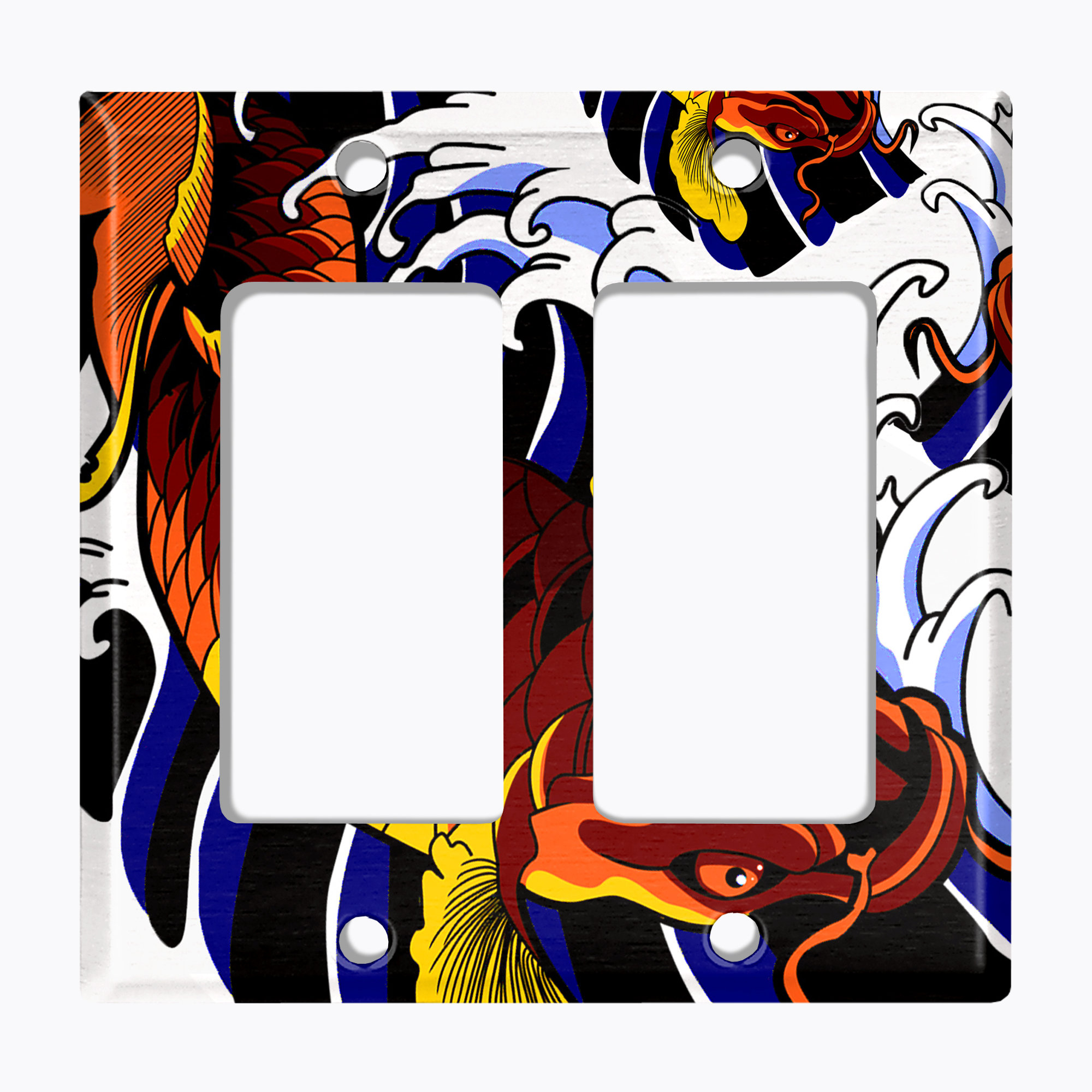 WorldAcc Metal Light Switch Plate Outlet Cover (Red Koi Fish - Double ...