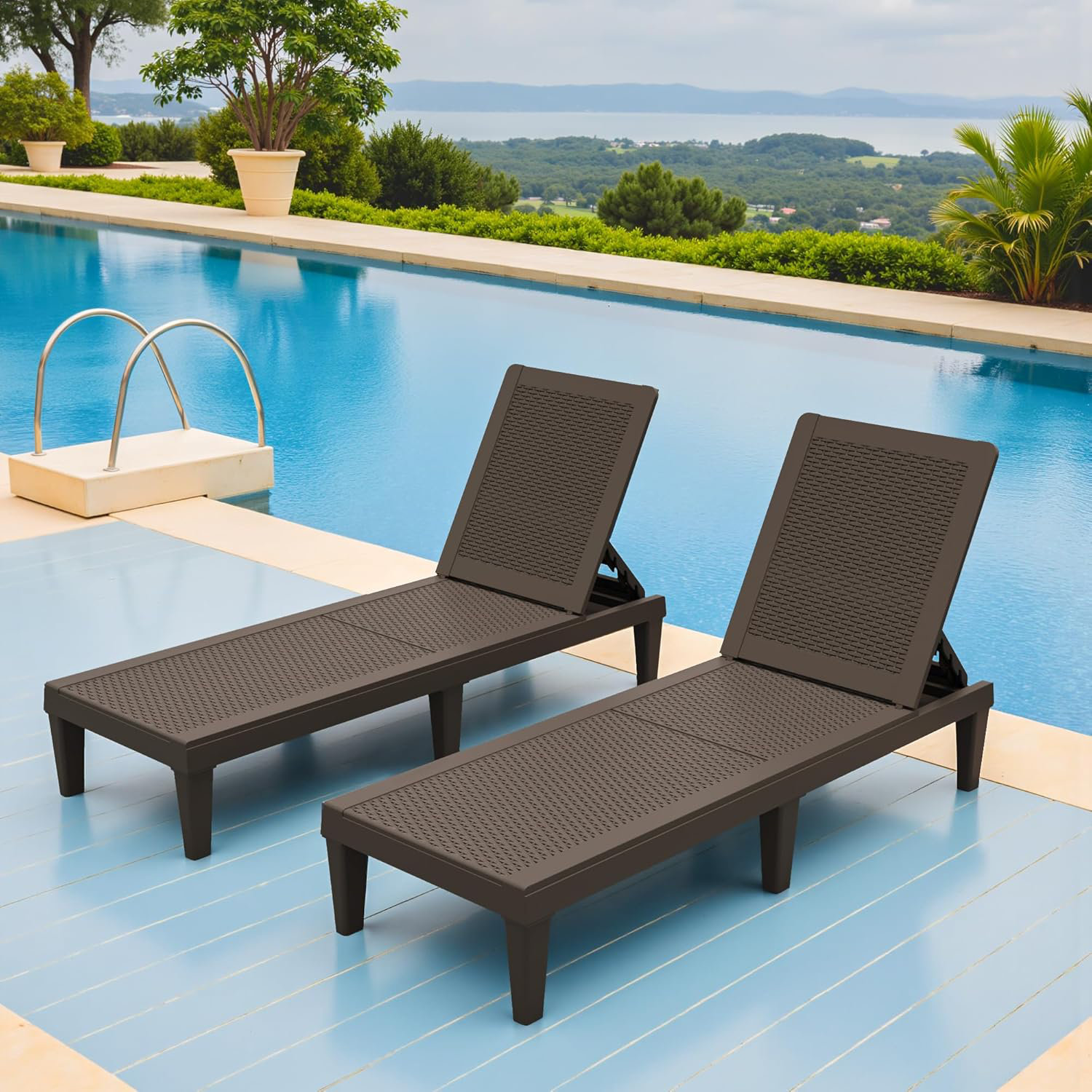 Latitude Run® Outdoor Chaise Lounge Chair Set of 2 for Patio Poolside ...