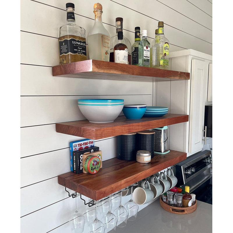 Millwood Pines Cornellia Acacia Floating Shelf | Wayfair
