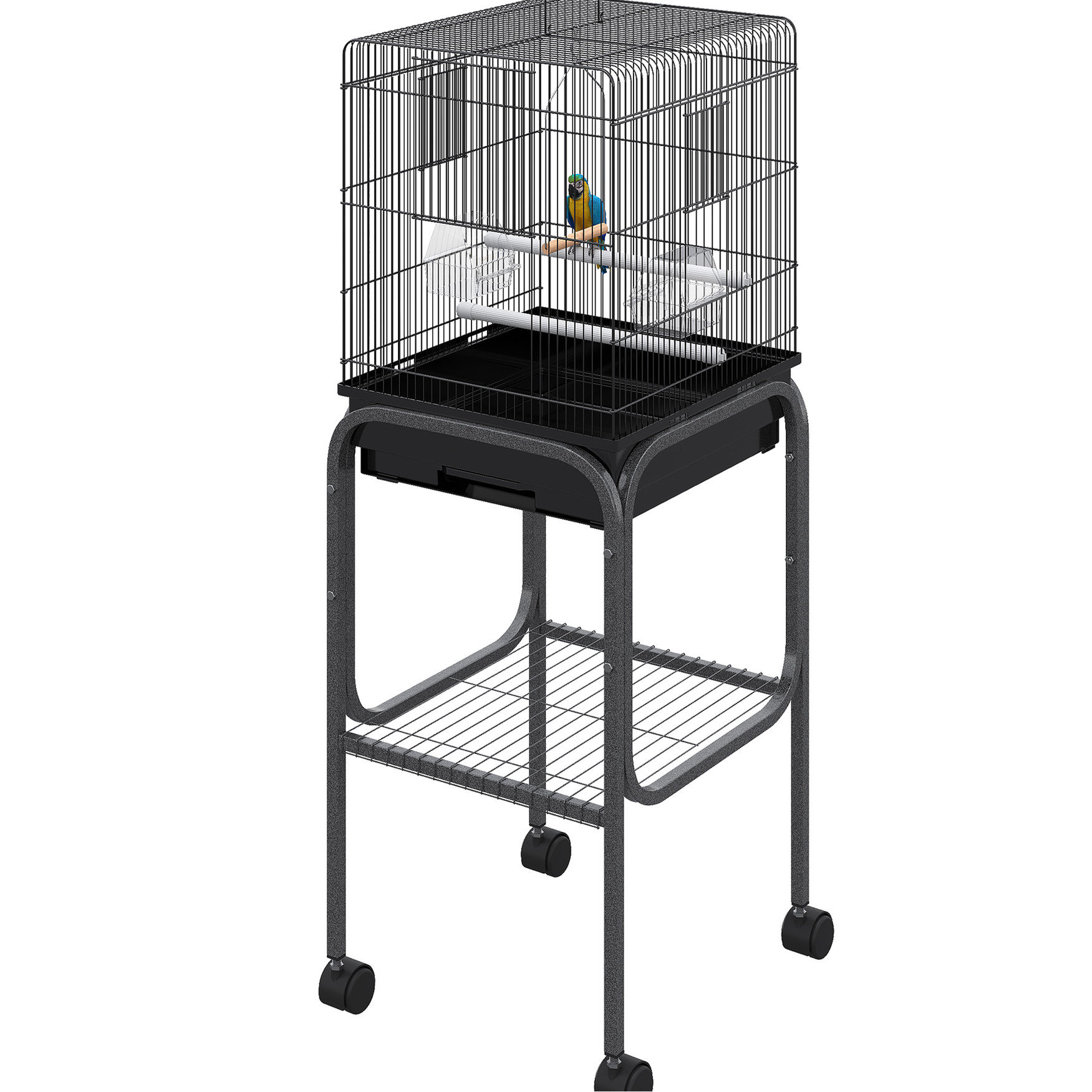 CaneCreations Metal Bird Cage For Parrots, Black - Spacious Aviary With ...