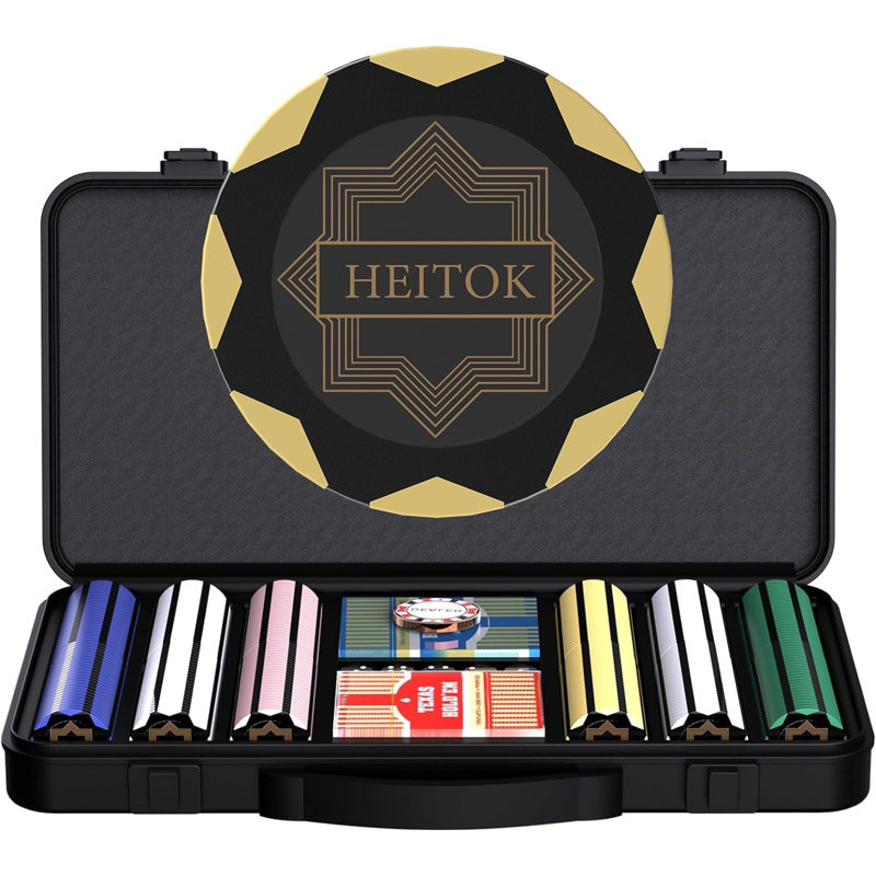 HEITOK Deluxe 300pcs Clay Poker Set, 14g Chips, No Denominations ...
