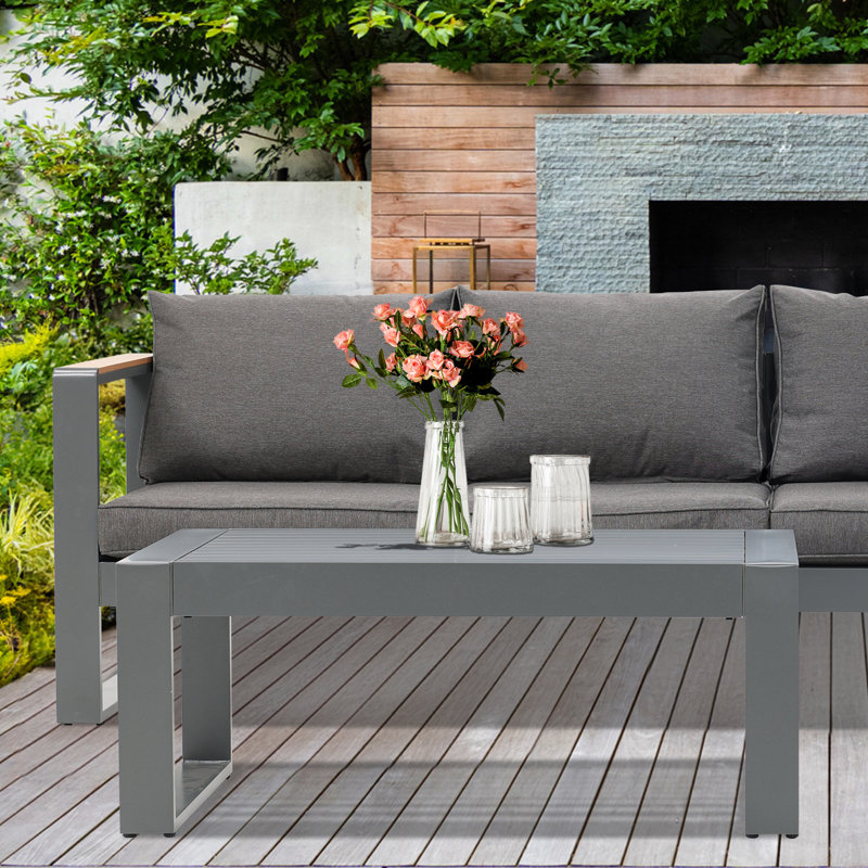 Ebern Designs Rectangular Metal Outdoor Coffee Table | Wayfair