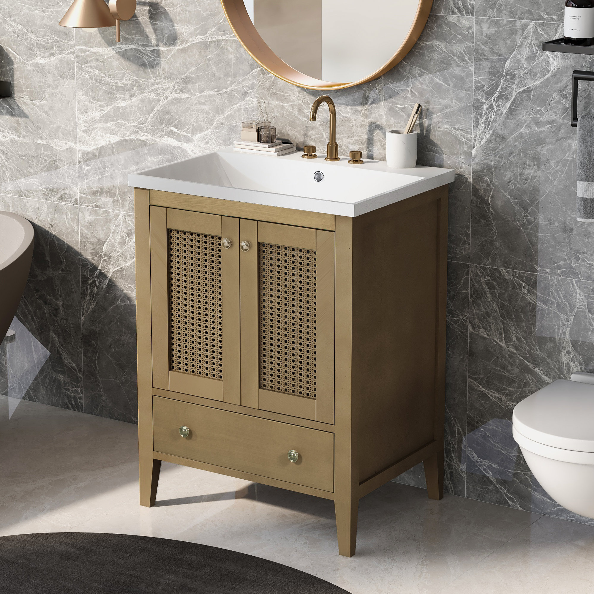 Bay Isle Home™ Boho Style Bathroom Vanity Base Only Without Sink, Solid ...