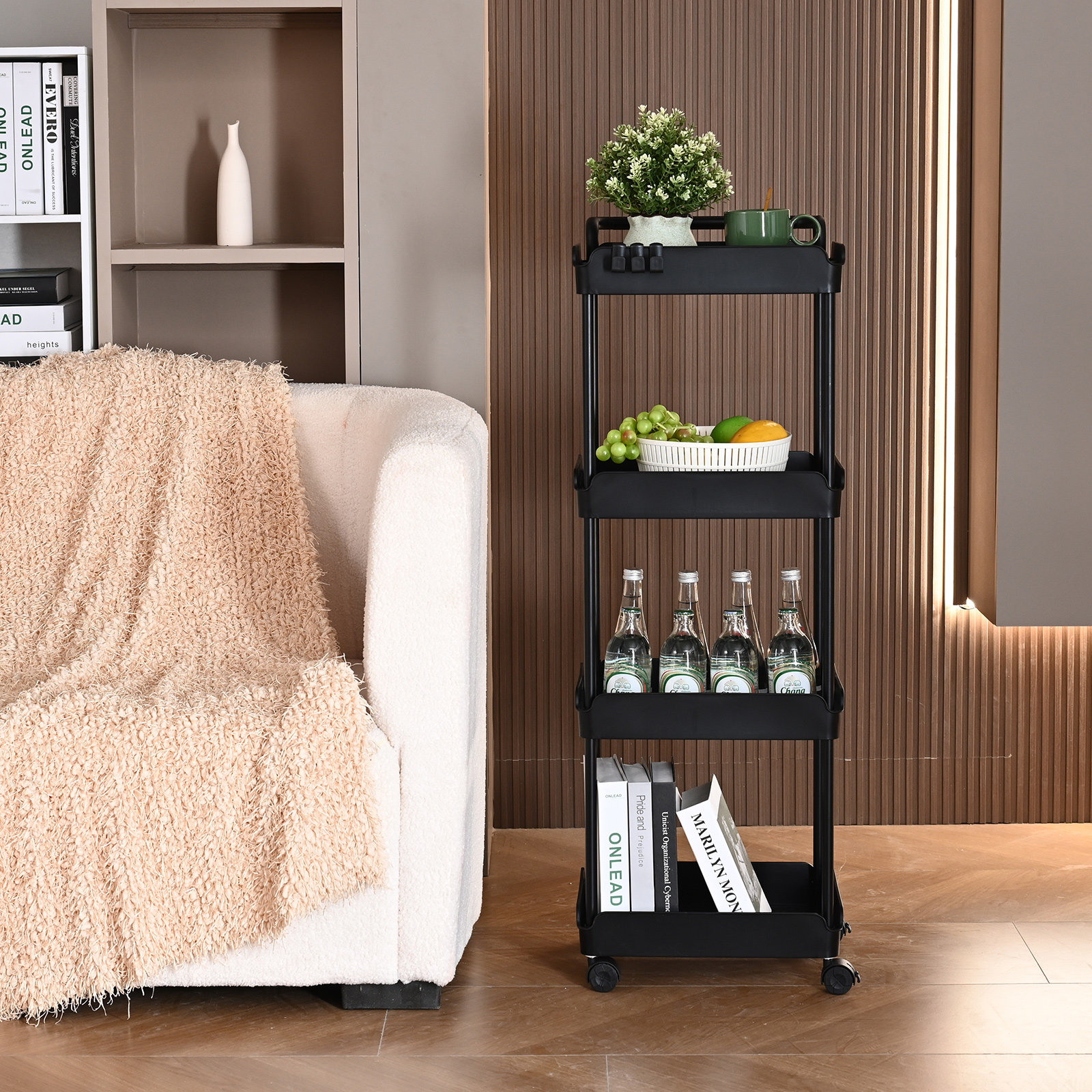 VEVOR Rolling Utility Cart, 4 Tier in Black Color - Wayfair Canada