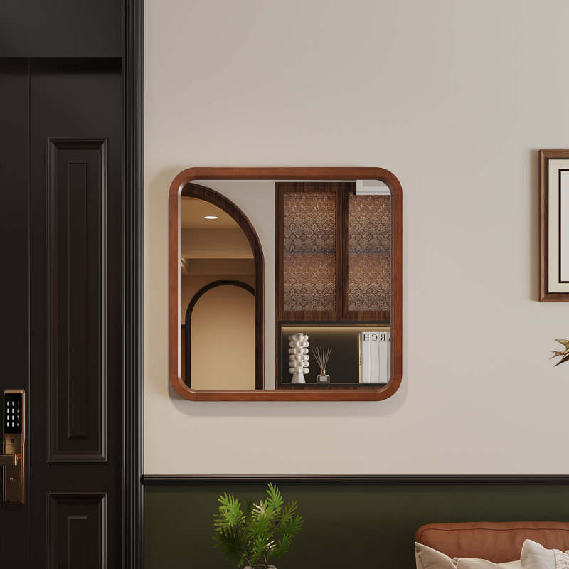 Ebern Designs Square Solid Wood Decorative Wall Mirror & Reviews | Wayfair